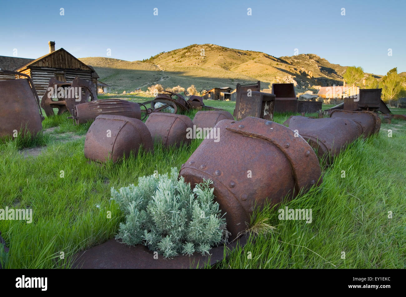 Mining equipment of Historic Bannack State Park Montana Stock Photo - Alamy