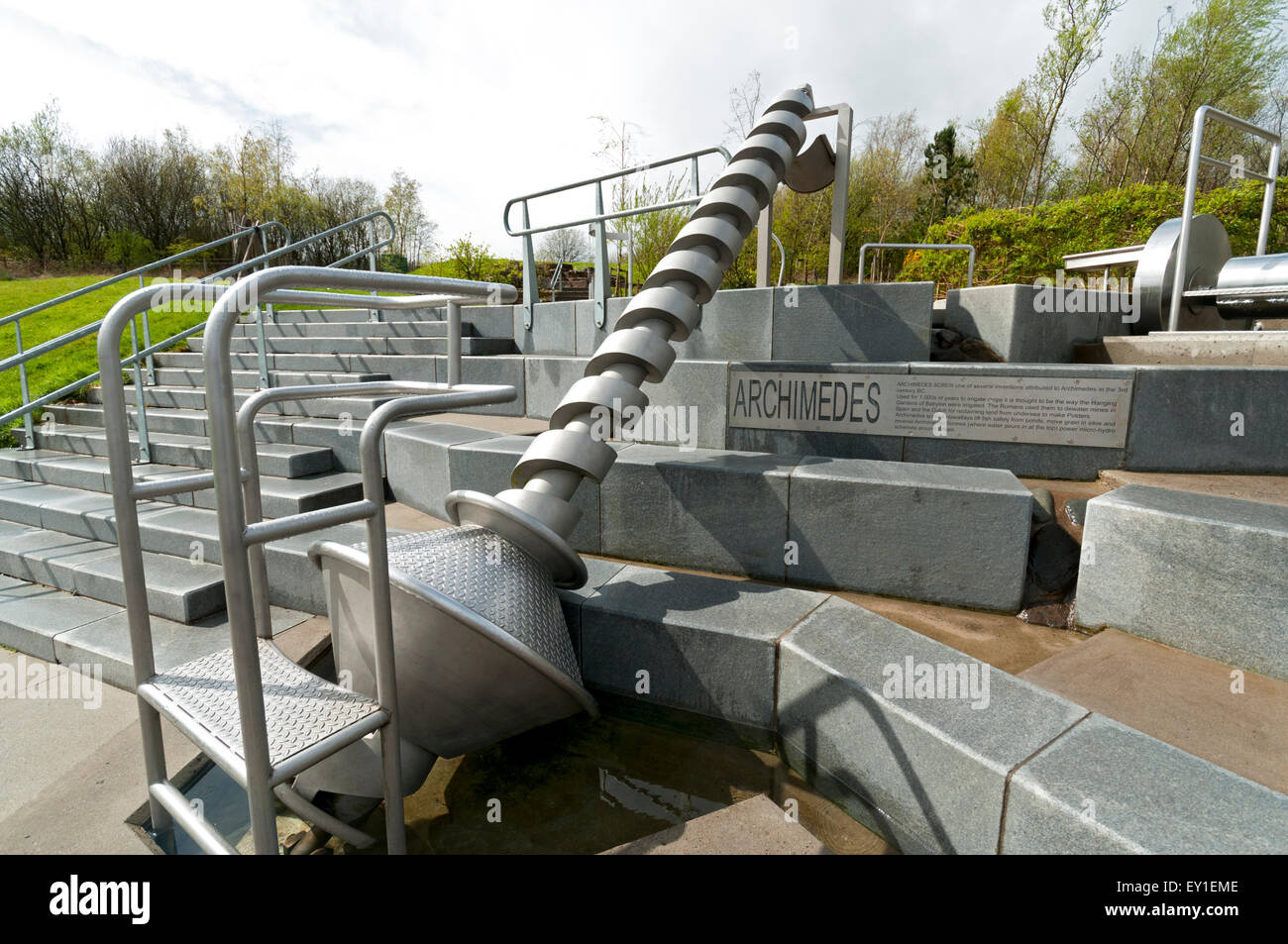 Archimedes Screw in the Water Play Park area at the Falkirk Wheel ...