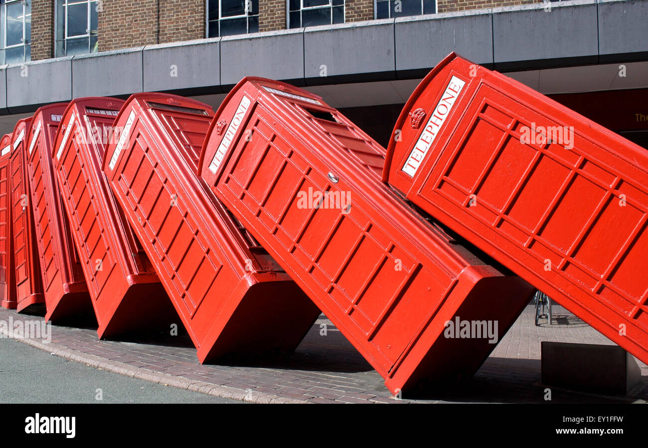 David Mach's Red Public Telephone Boxes in Kingston Upon Thames, Surrey ...