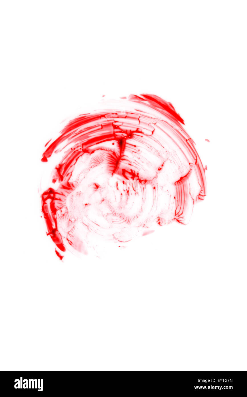 Blood splatter isolated on white background, top view Stock Photo - Alamy