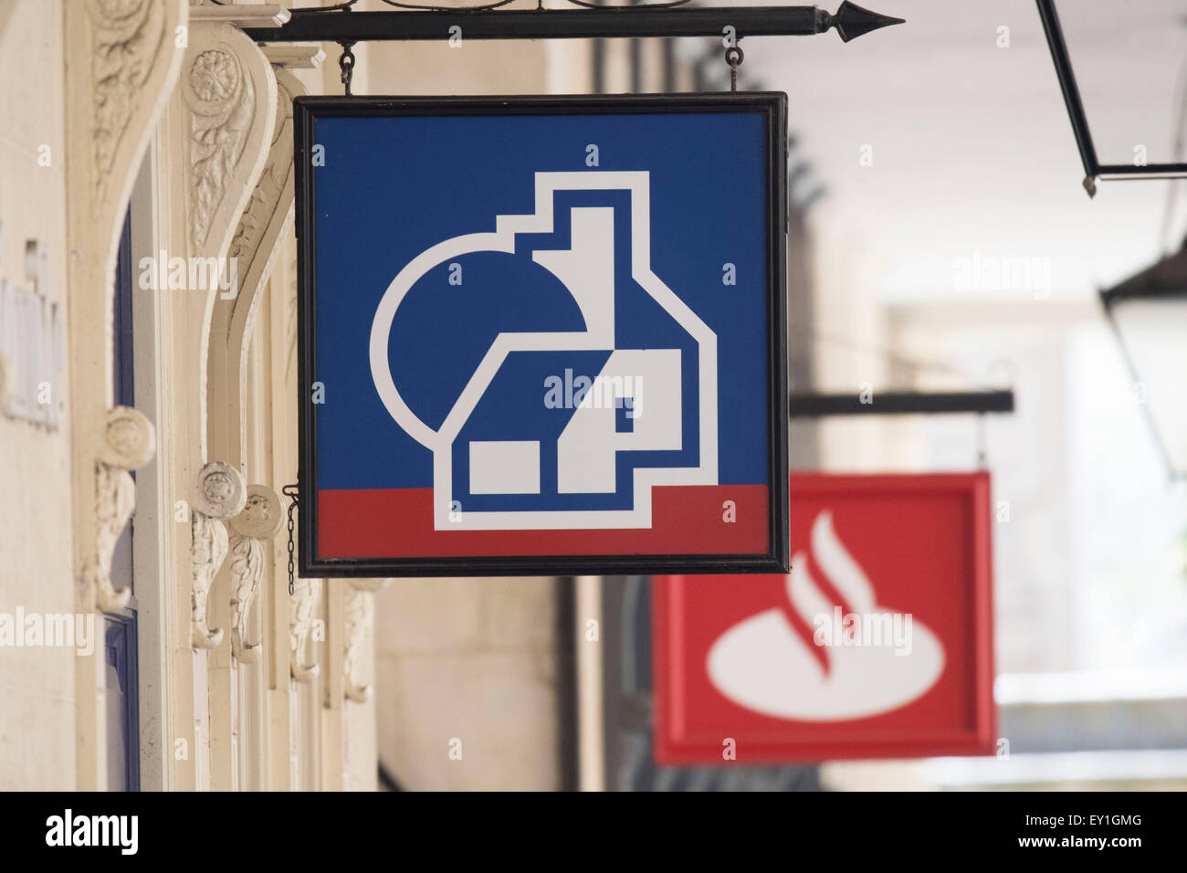 Nationwide Building Society and Santander sign logo Stock Photo - Alamy