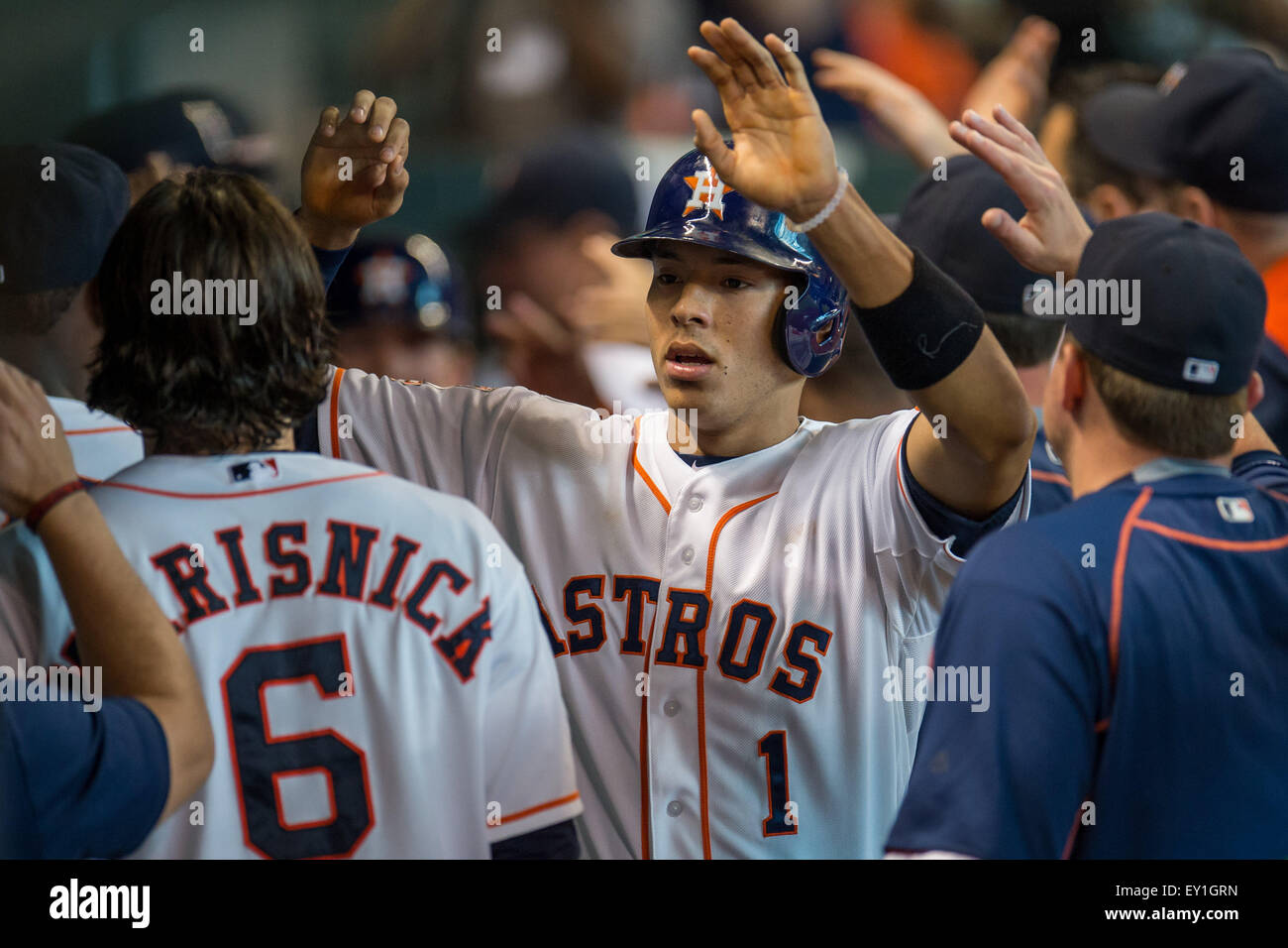 Houston, Texas, USA. 19th July, 2015. Houston Astros shortstop Carlos ...