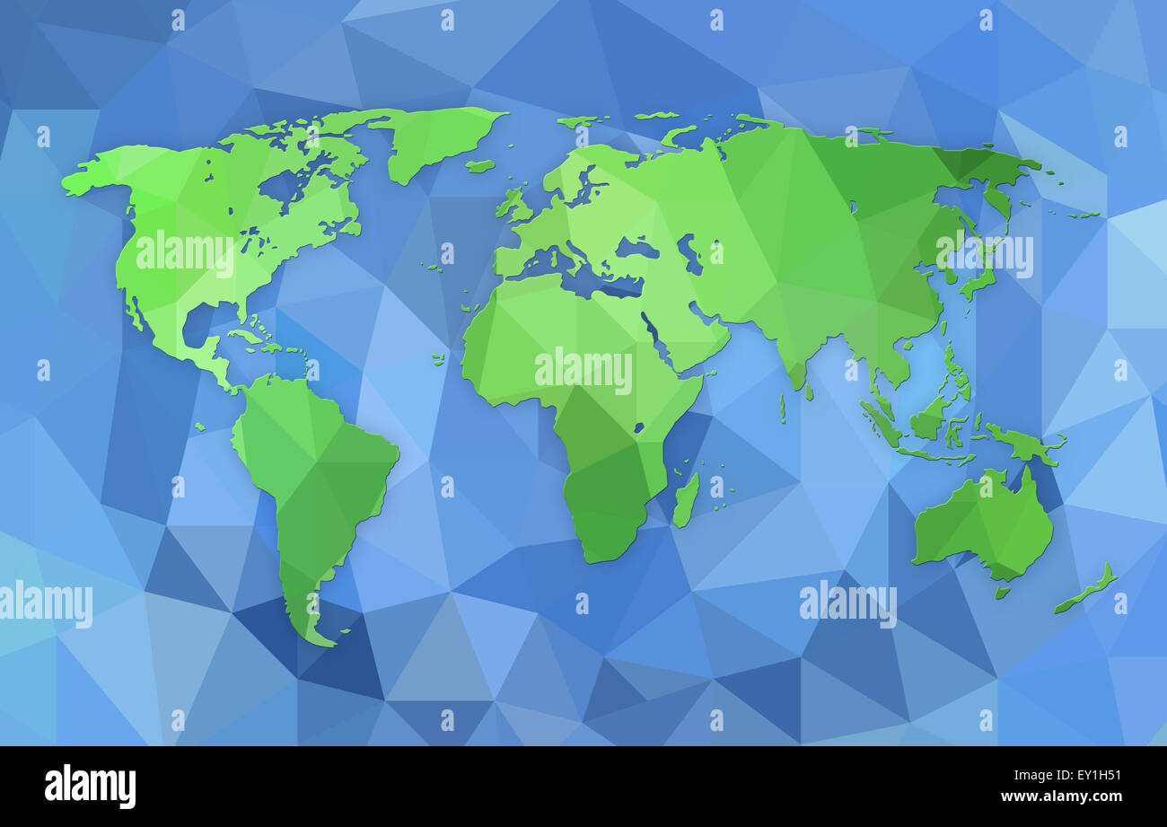 World map in polygonal style (Geometric Structure Stock Photo - Alamy