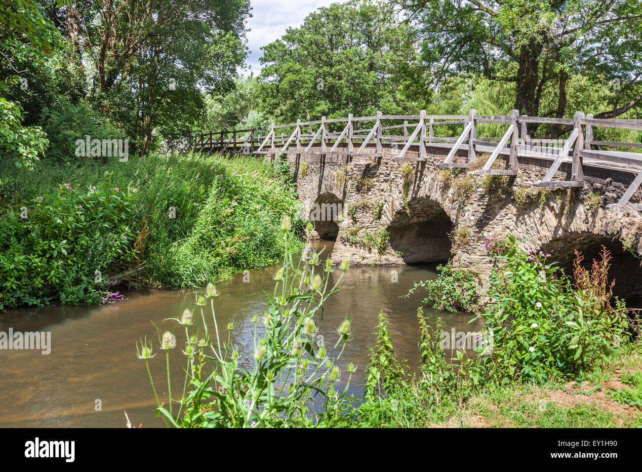 Eashing Bridges, a historic medieval stone double bridge over the River ...