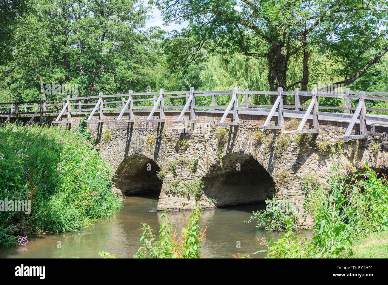 Eashing Bridges, a historic medieval stone double bridge over the River ...