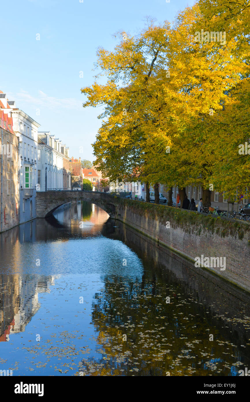 Autumn Colours in the backwaters of Bruges. Flanders in Belgium Stock ...