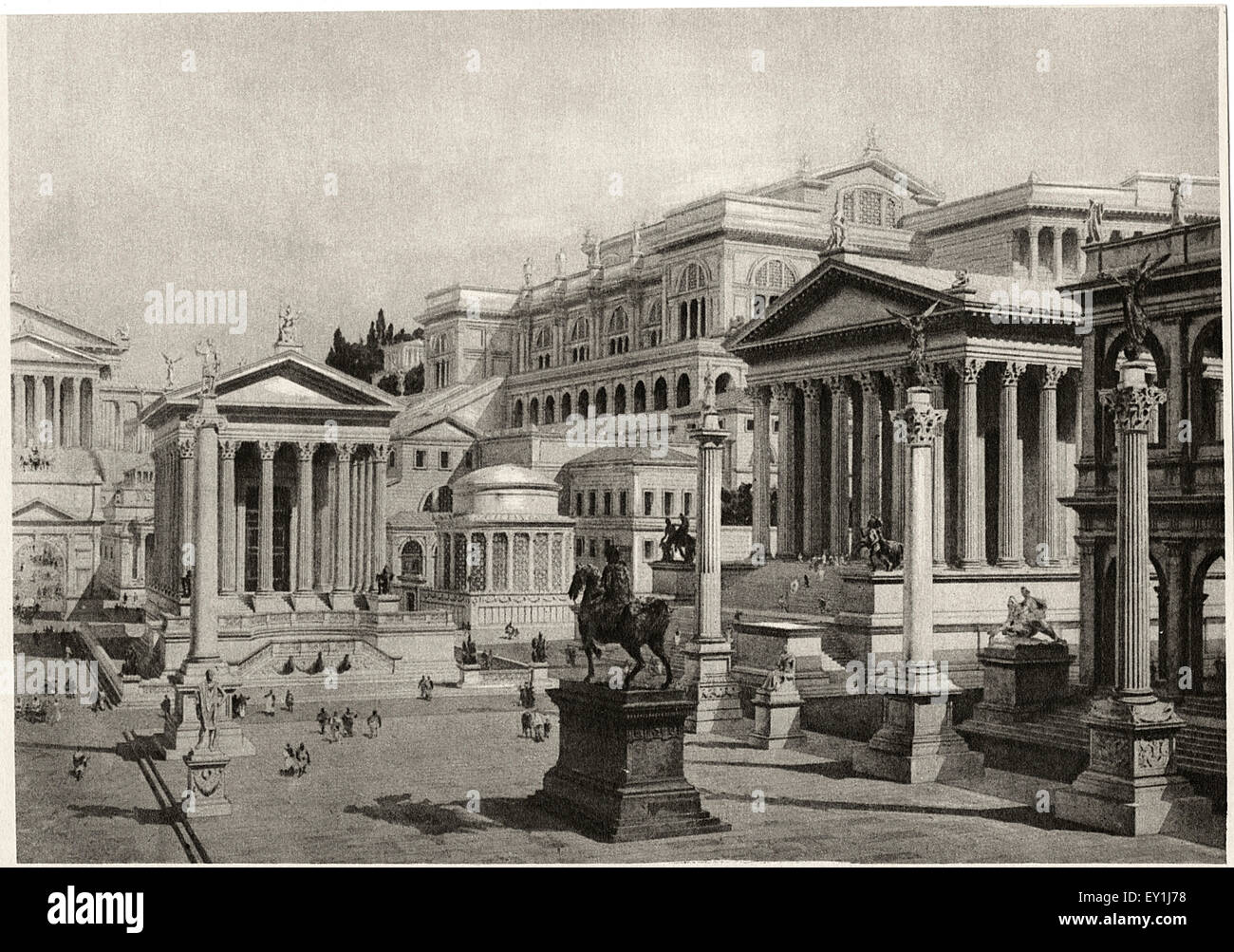The Forum, In the Time of Caesar, Rome, Italy, Illustration, 1910 Stock ...