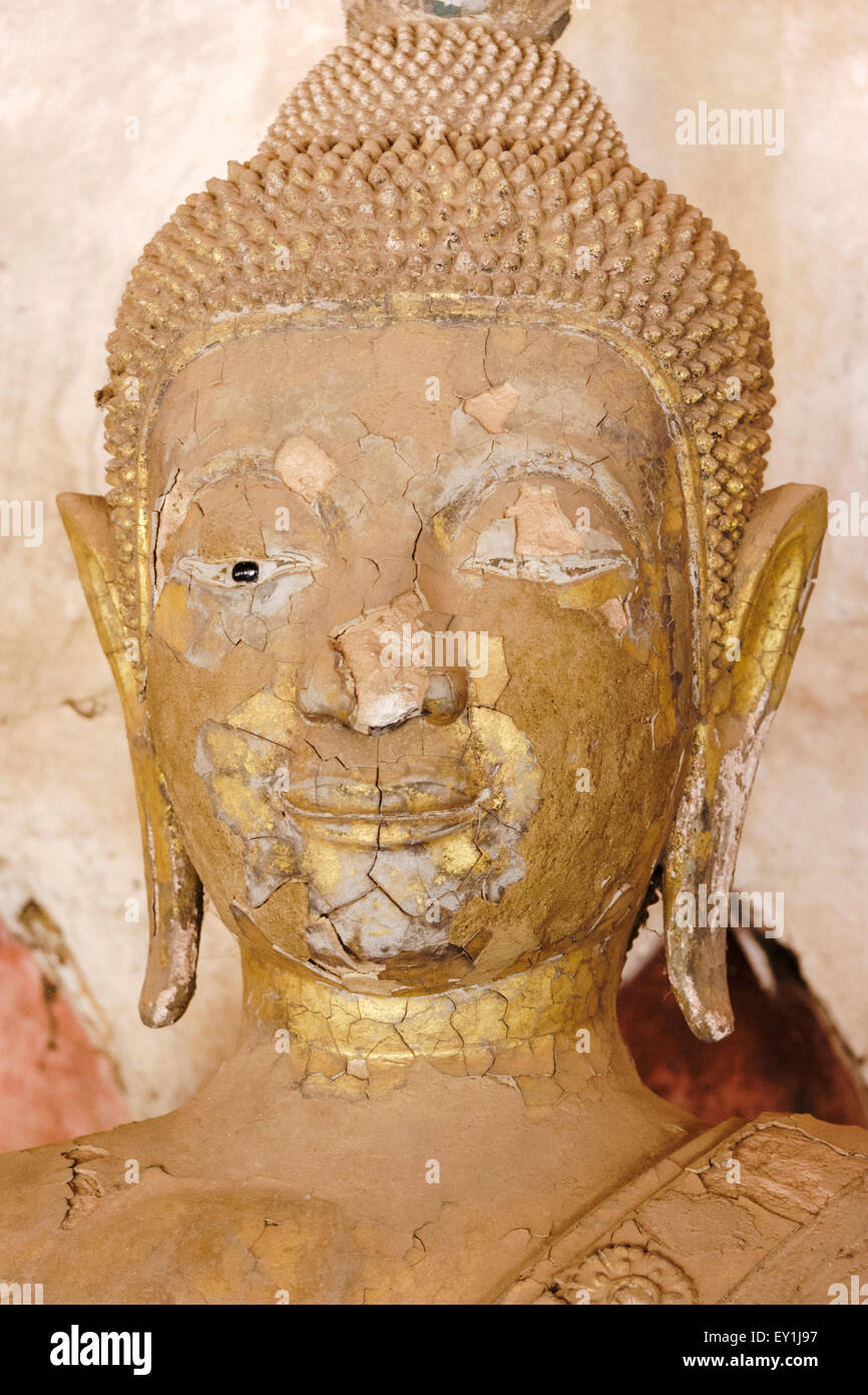Buddha statue at Wat Si Saket monastery and museum. Vientiane, Laos ...