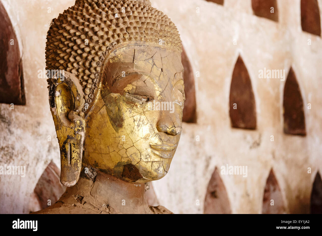 Buddha statue at Wat Si Saket monastery and museum. Vientiane, Laos ...
