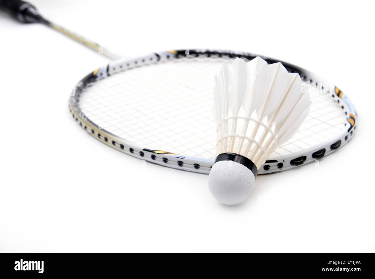 new shuttlecock and racket isolated on white background Stock Photo - Alamy