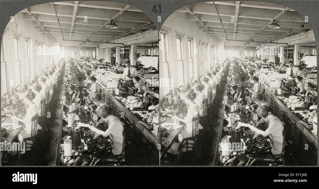 General View Sewing Room, Large Shoe Factory, Syracuse N.Y., Stereo ...