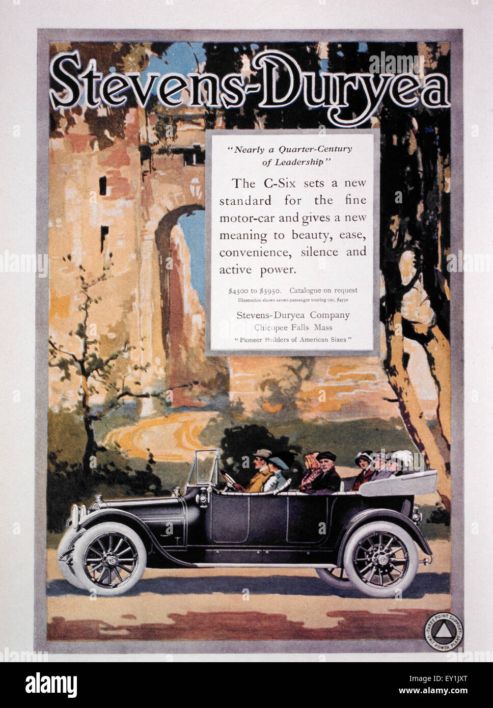 Stevens-Duryea Company Advertisement for C-Six Motor-Car, 1913 Stock ...