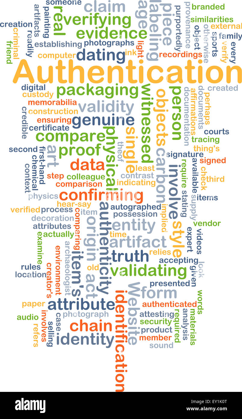 Background concept wordcloud illustration of authentication Stock Photo ...