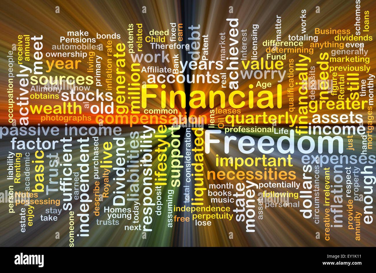 Background concept wordcloud illustration of financial freedom glowing ...