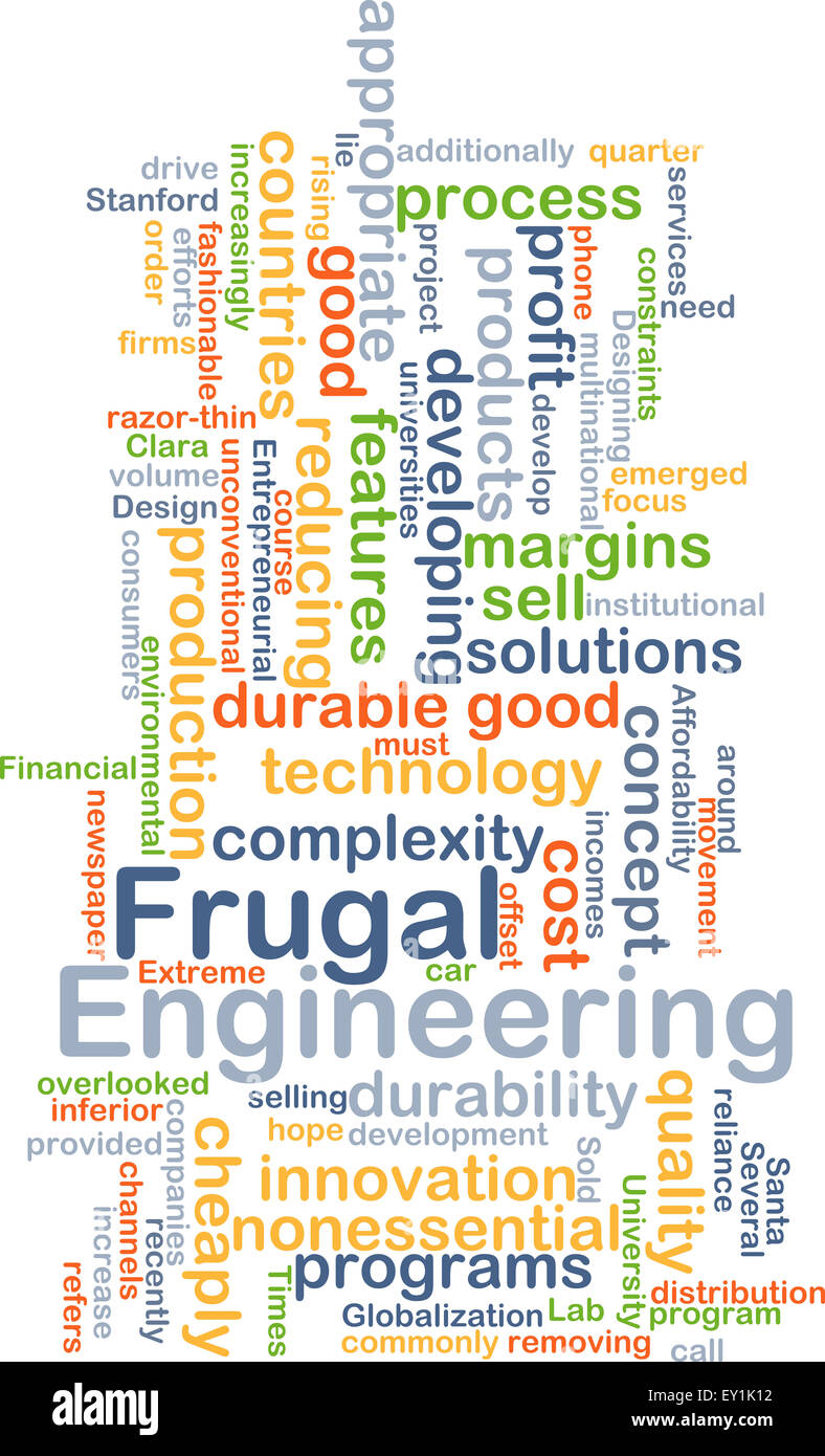 Background concept wordcloud illustration of frugal engineering Stock ...