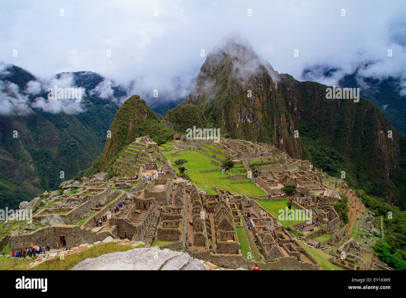 Tourist at Historic Lost City of Machu Picchu - Peru Stock Photo - Alamy
