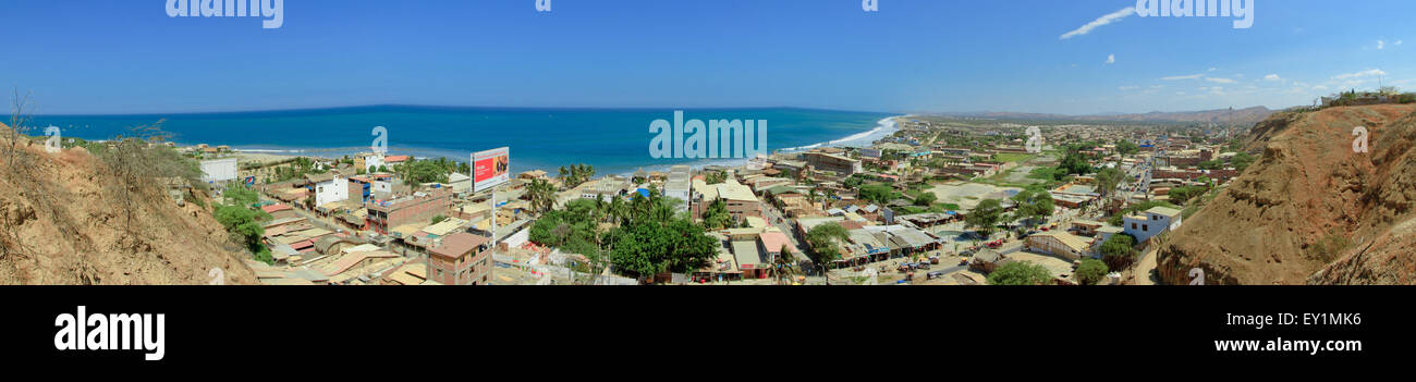 Mancora Beach and town panorama, Peru Stock Photo - Alamy