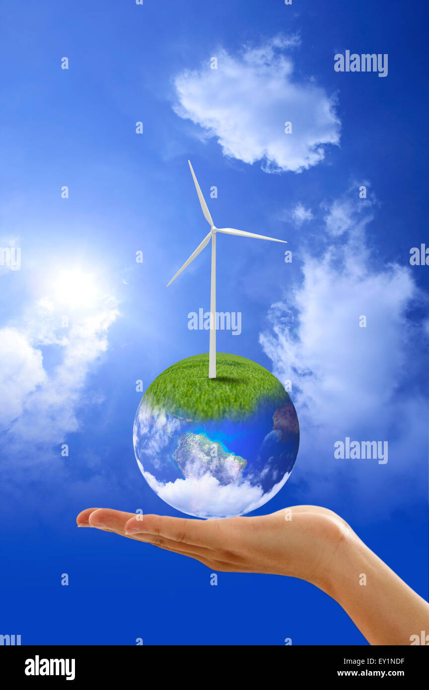 Digital Composite, Human Hand, Planet Earth Stock Photo - Alamy