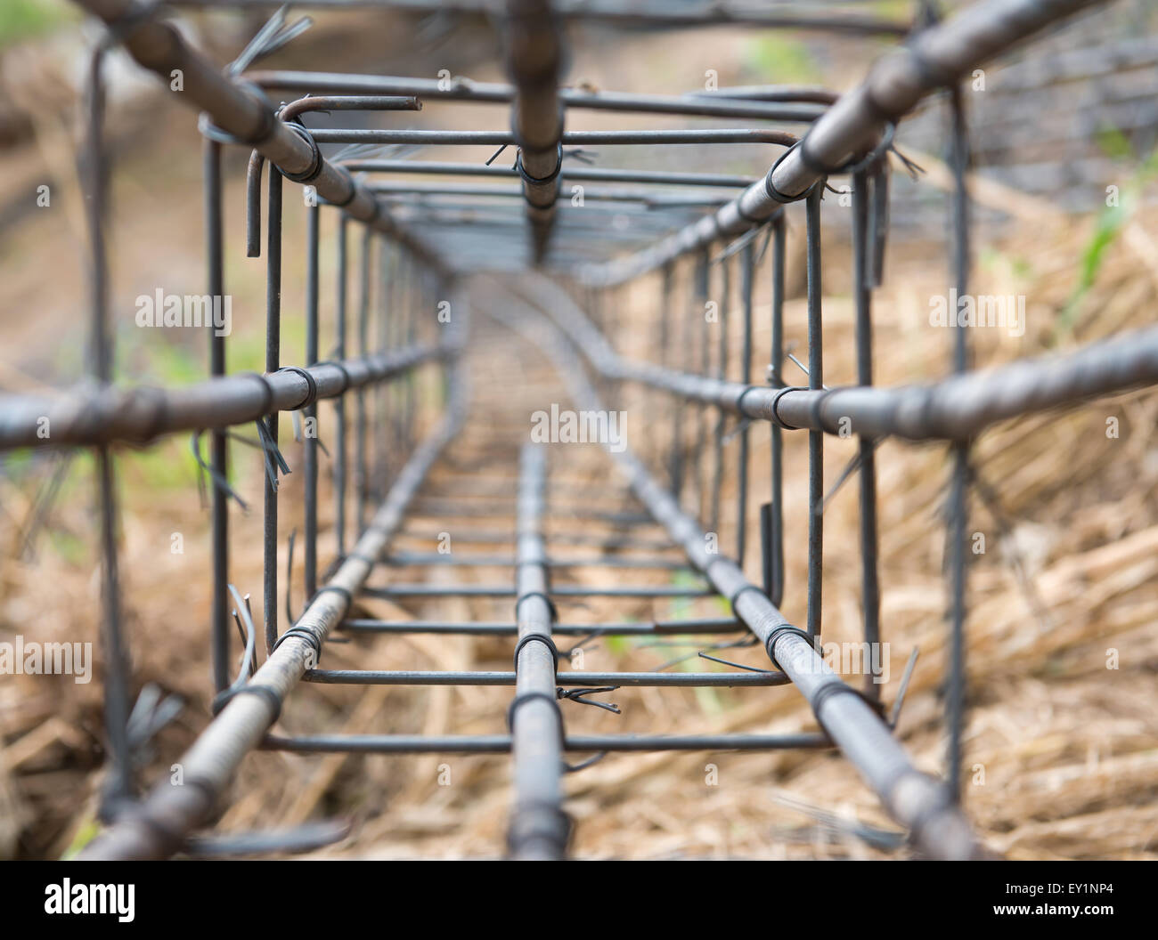The preparation of the rebar to be structured in a pillar Stock Photo ...