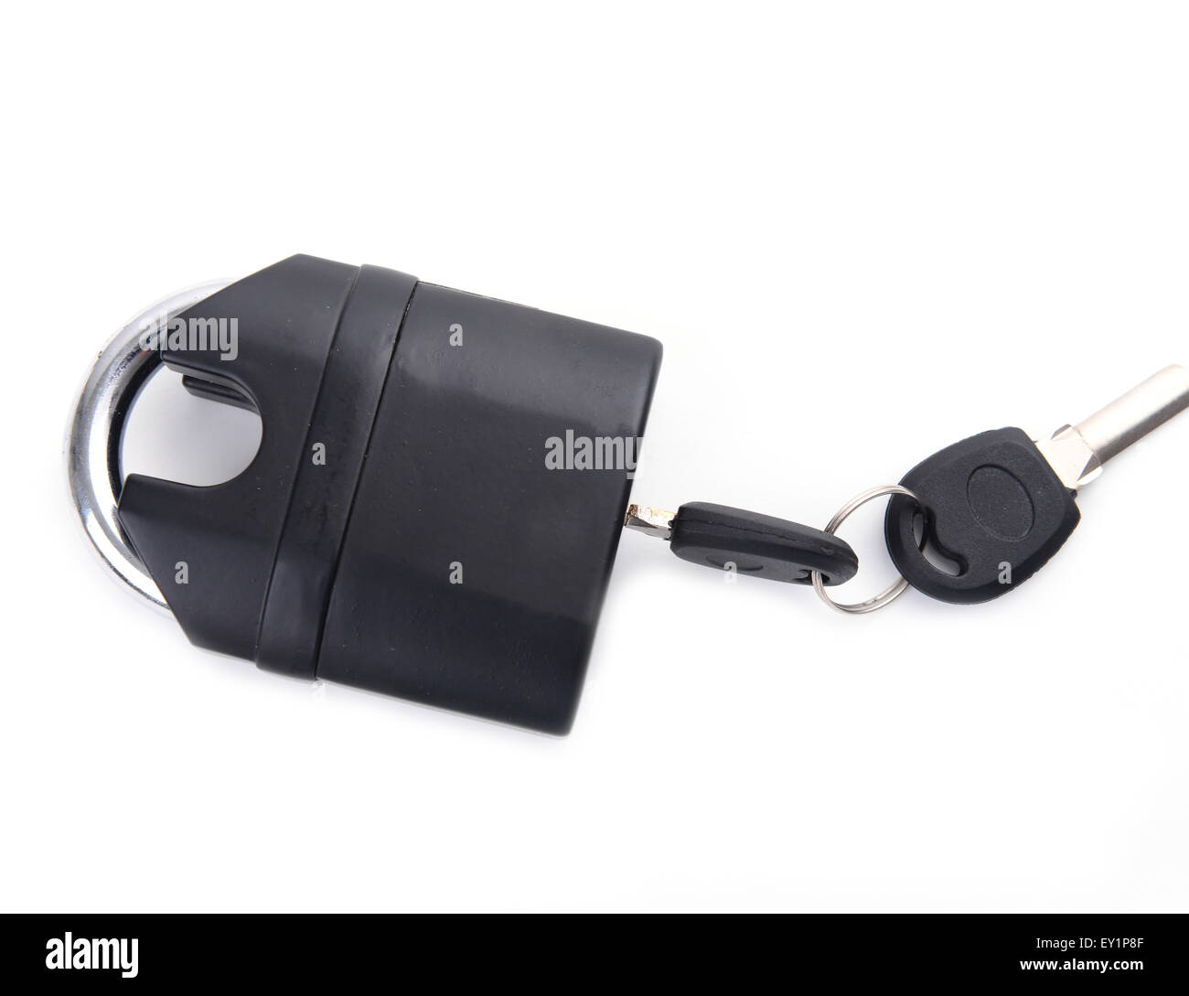 padlock with key isolated on white background Stock Photo - Alamy
