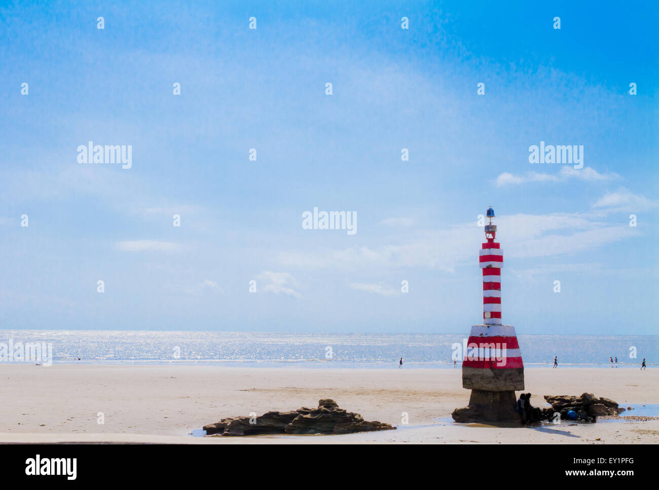 Lighthouse, with blue sky background. Manta Ecuador Stock Photo - Alamy