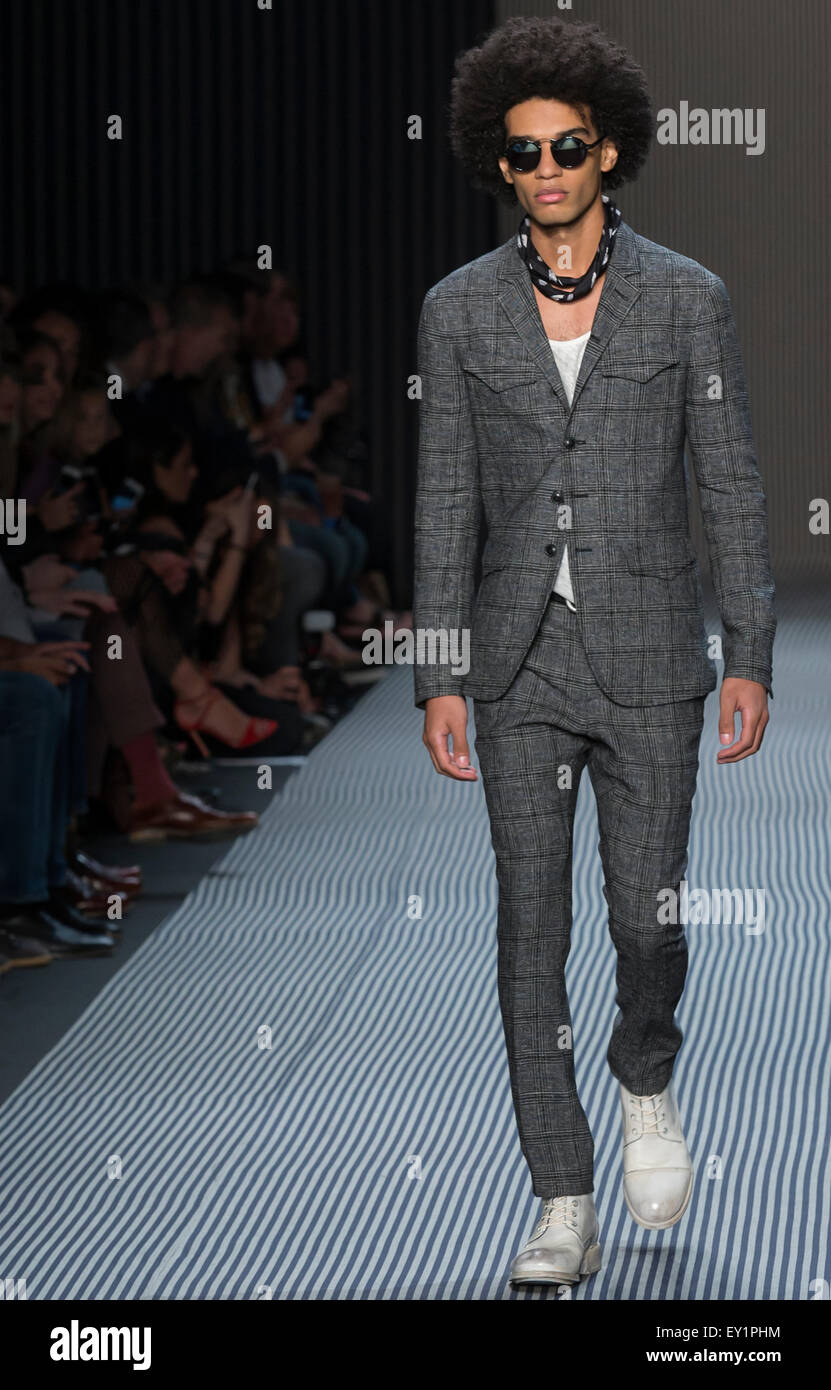 NEW YORK, NY - JULY 16, 2015: Brandon Bailey walks the runway at John ...