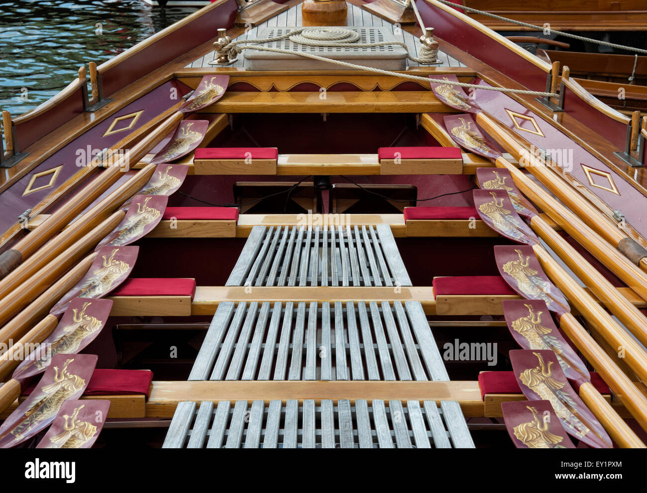 Oars on the The Queen's Rowbarge Gloriana at the Thames Traditional ...