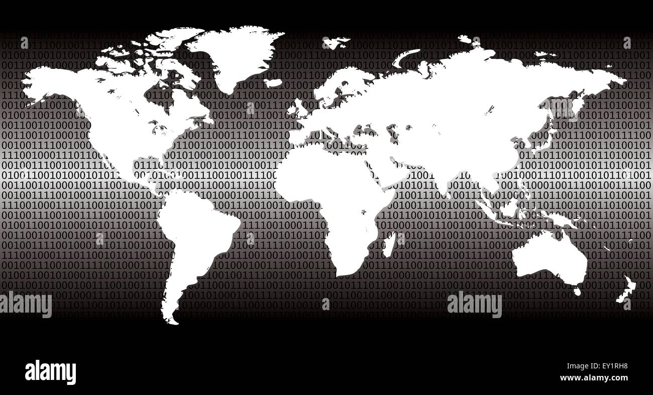 Abstract blue world map binary Stock Vector Images - Alamy