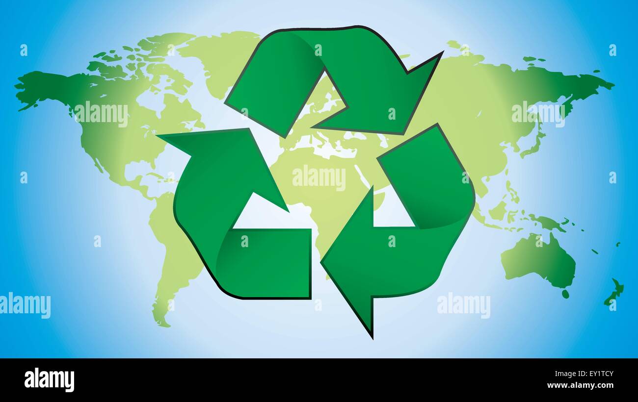 recycling symbol with world map in background Stock Vector Image & Art ...