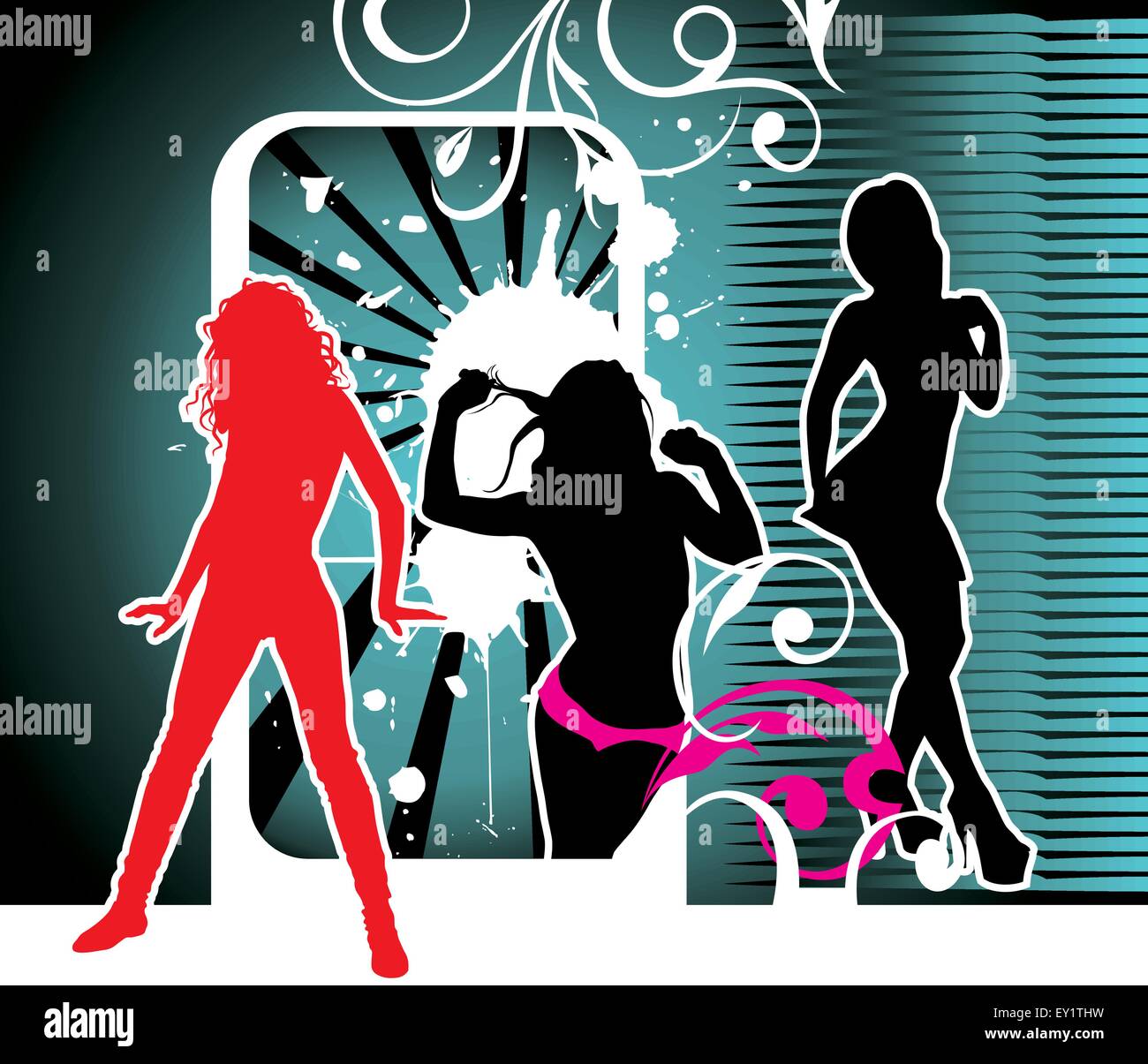 Party girls, silhouettes (vector illustration Stock Vector Image & Art ...
