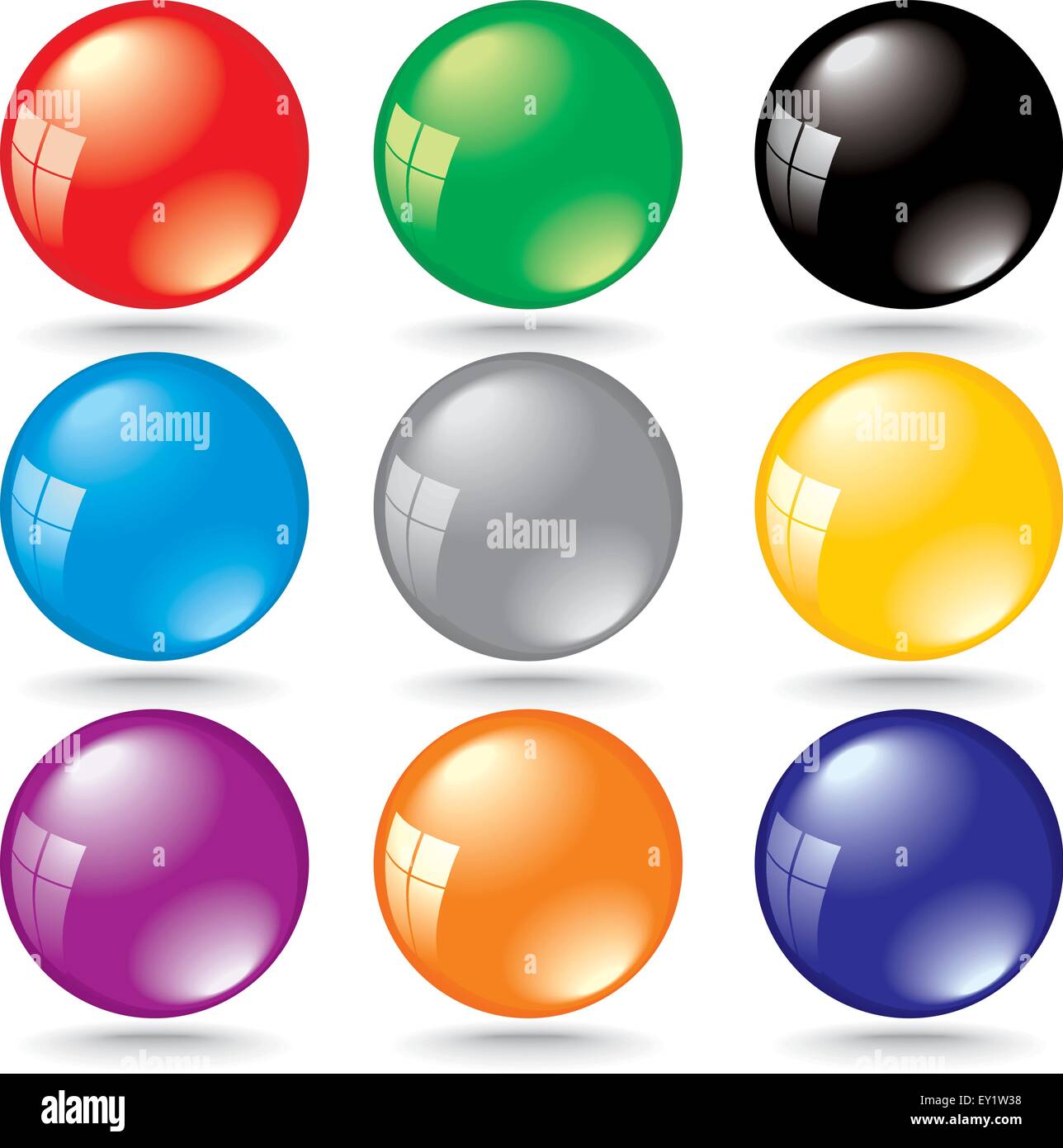 shiny 3d color bubbles with window reflection - vector illustration ...