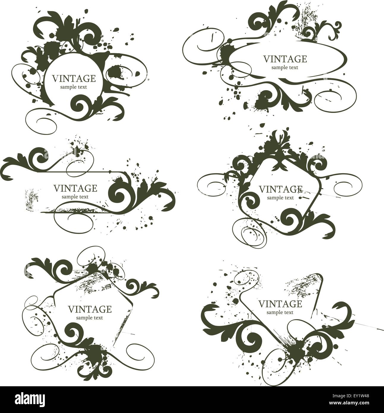 curly grunge vintage frames - vector illustration Stock Vector Image ...