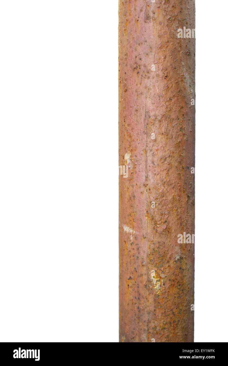 old rusted metal bar isolated over white background with space left for ...