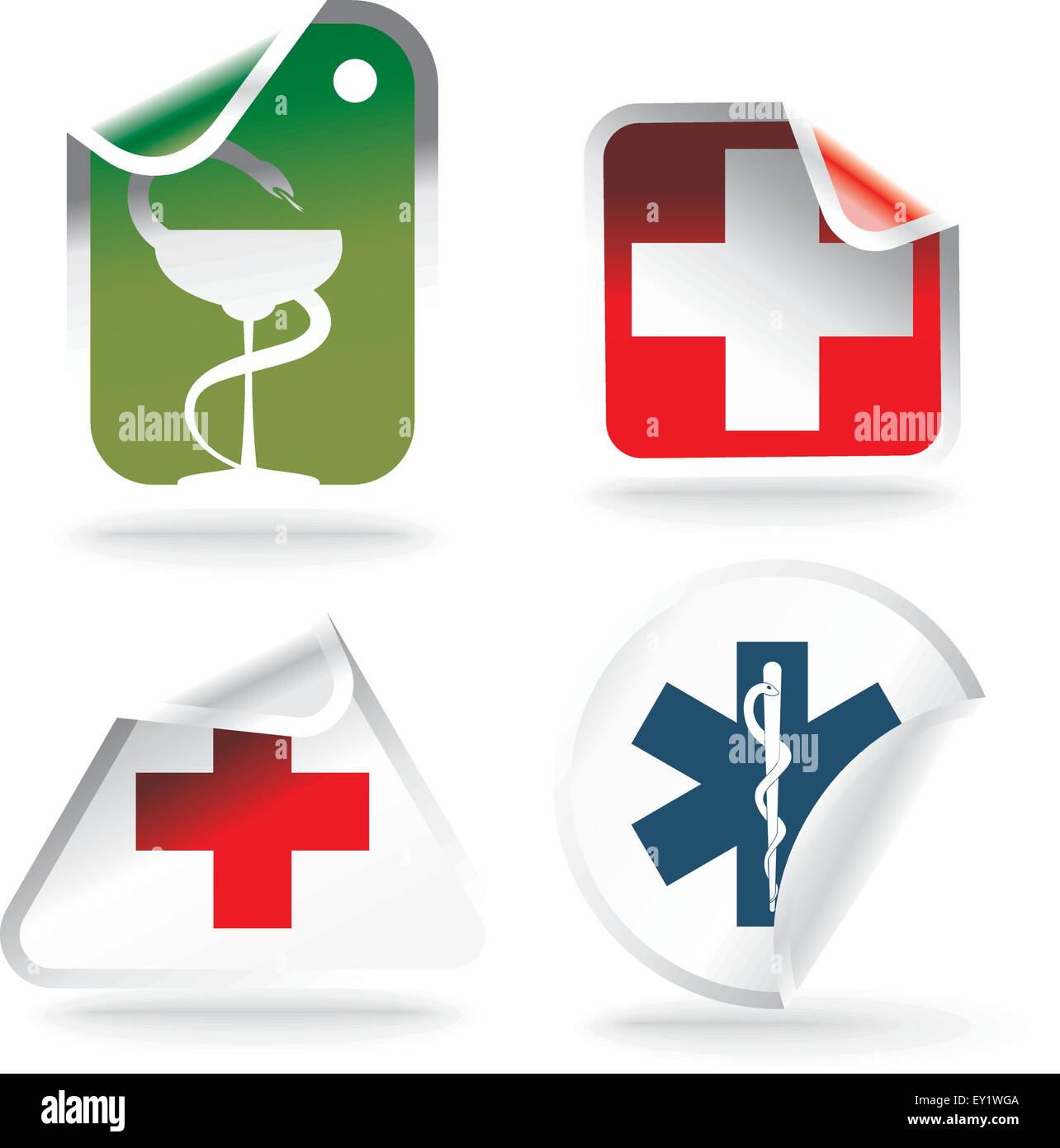 medical symbols on stickers - vector illustration Stock Vector Image ...