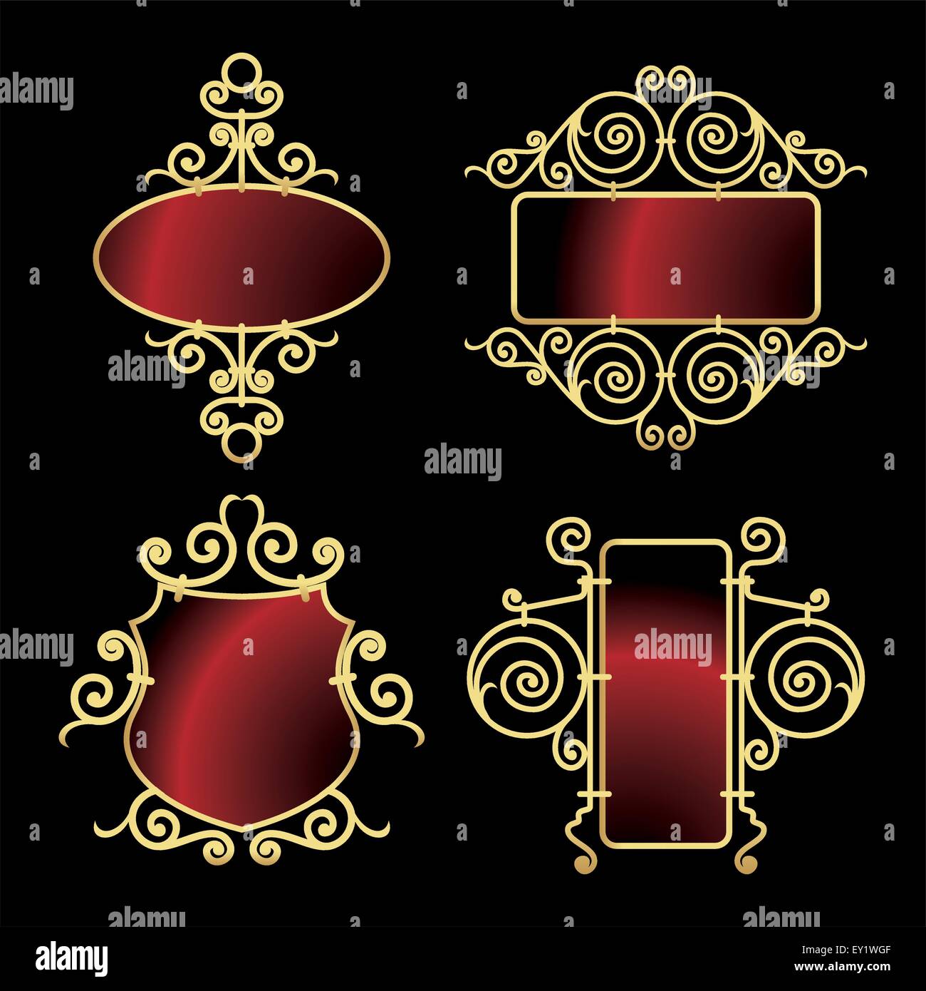 golden wrought iron frames - vector illustration Stock Vector Image ...