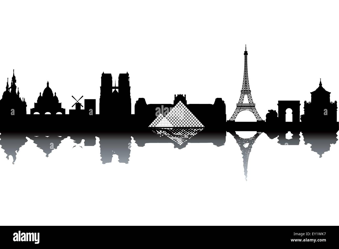 Paris skyline - black and white vector illustration Stock Vector Image ...