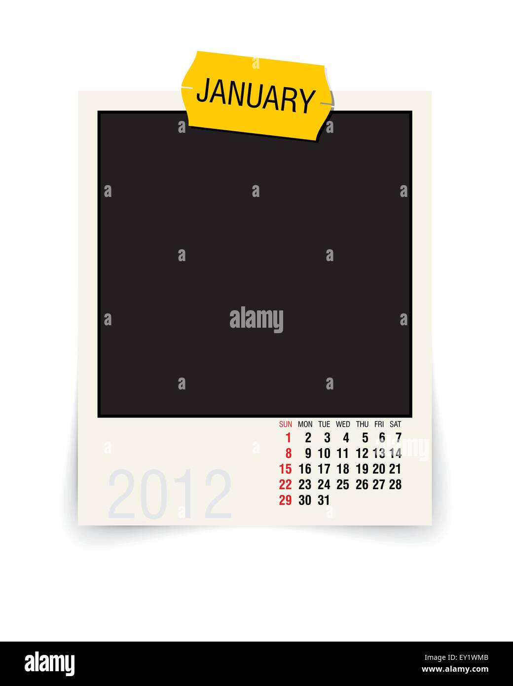 calendar with blank photoframe - vector illustration Stock Vector Image ...
