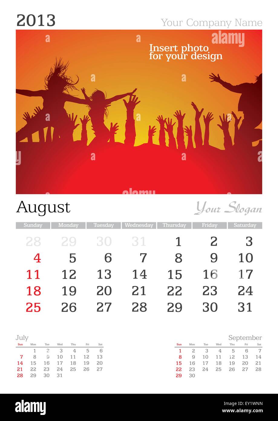 August 2013 A3 calendar - vector illustration Stock Vector Image & Art ...