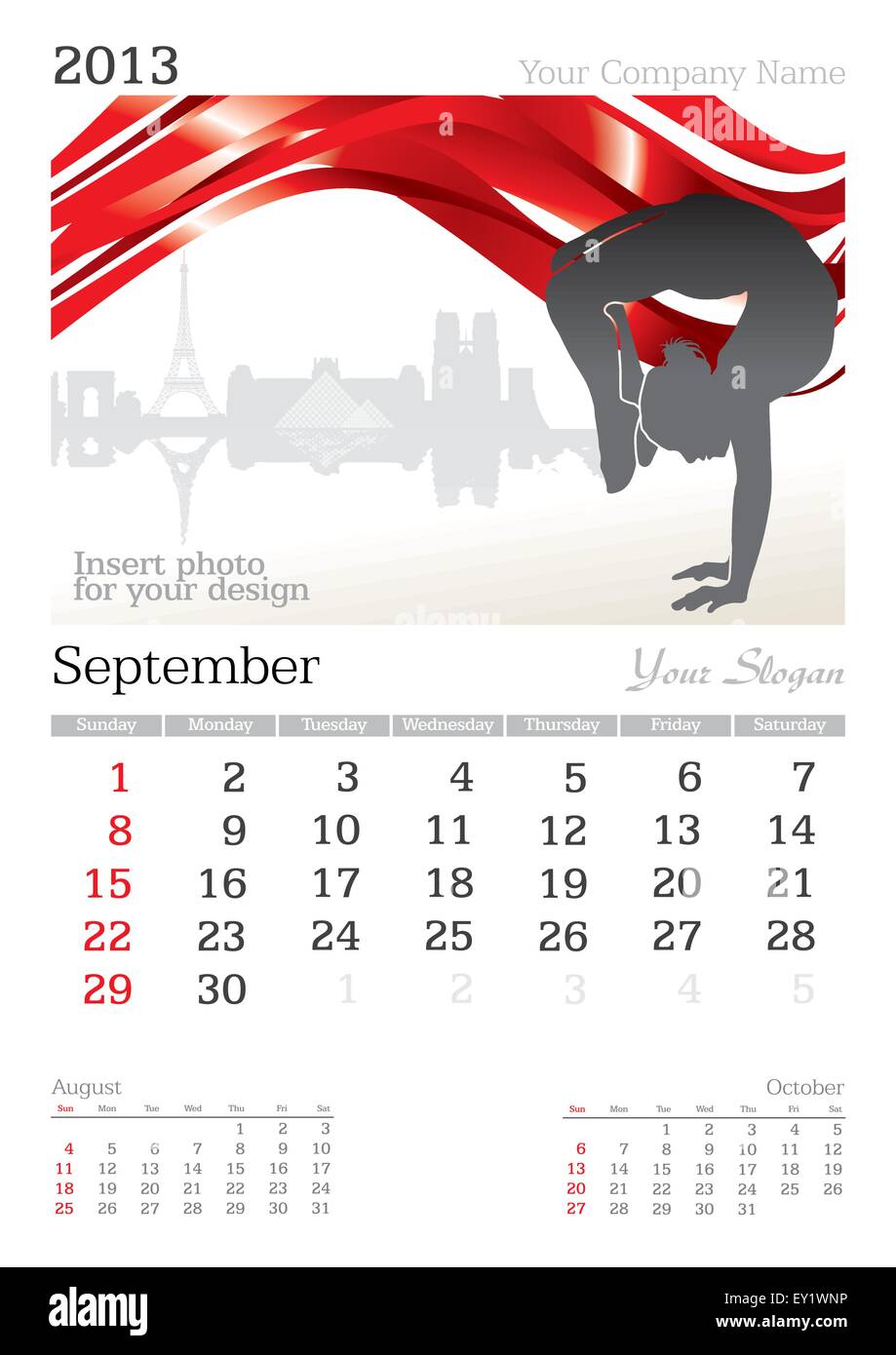 September 2013 A3 calendar - vector illustration Stock Vector Image ...