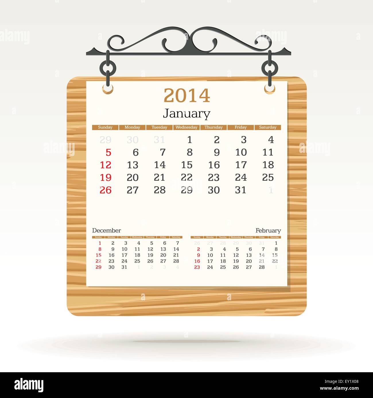 january 2014 - calendar - vector illustration Stock Vector Image & Art ...