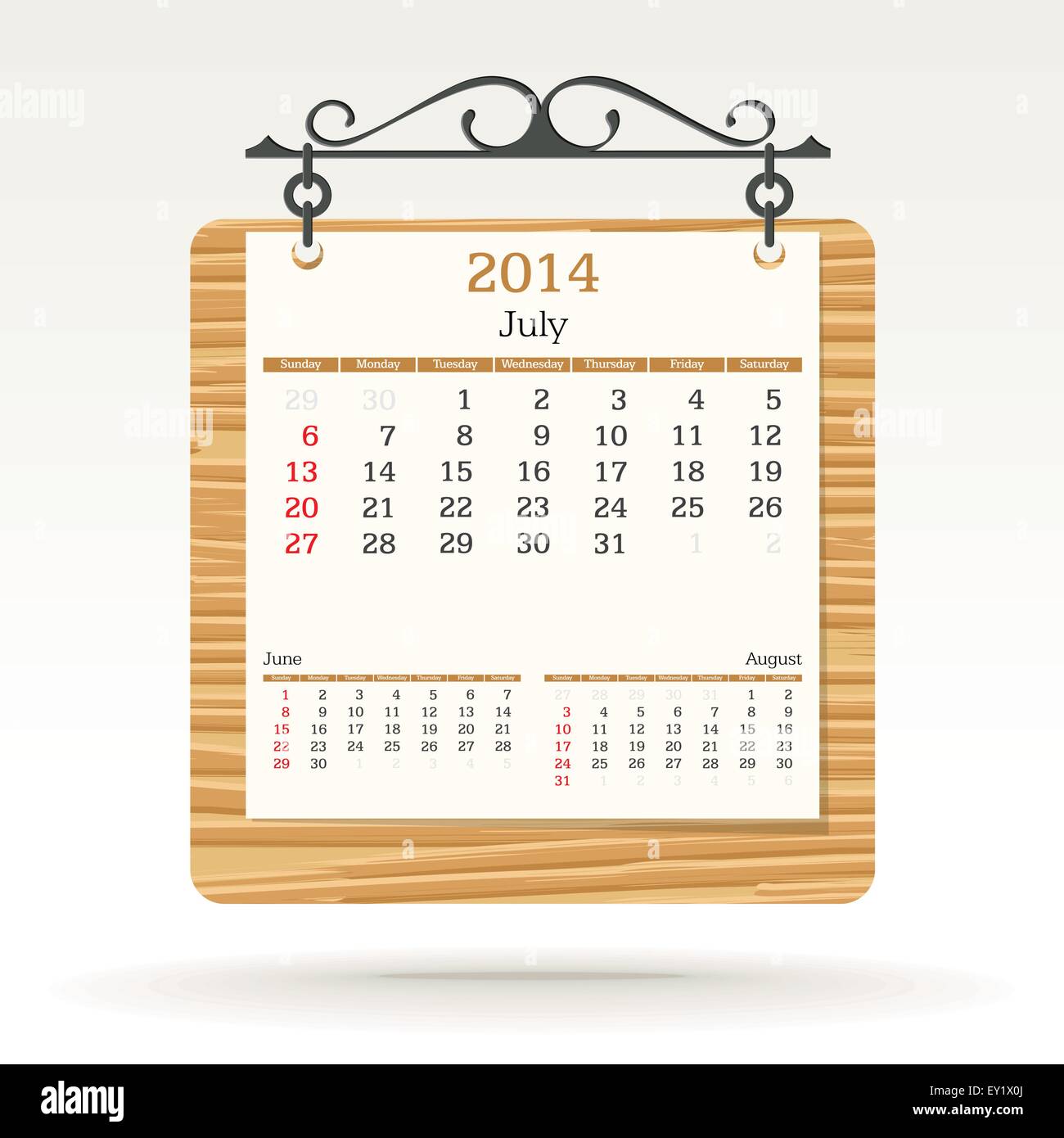 july 2014 - calendar - vector illustration Stock Vector Image & Art - Alamy