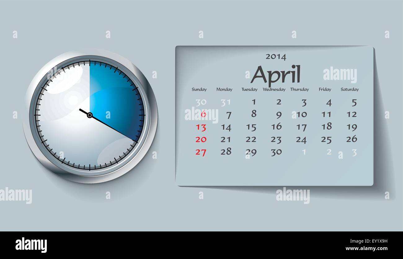 april 2014 - calendar - vector illustration Stock Vector Image & Art ...