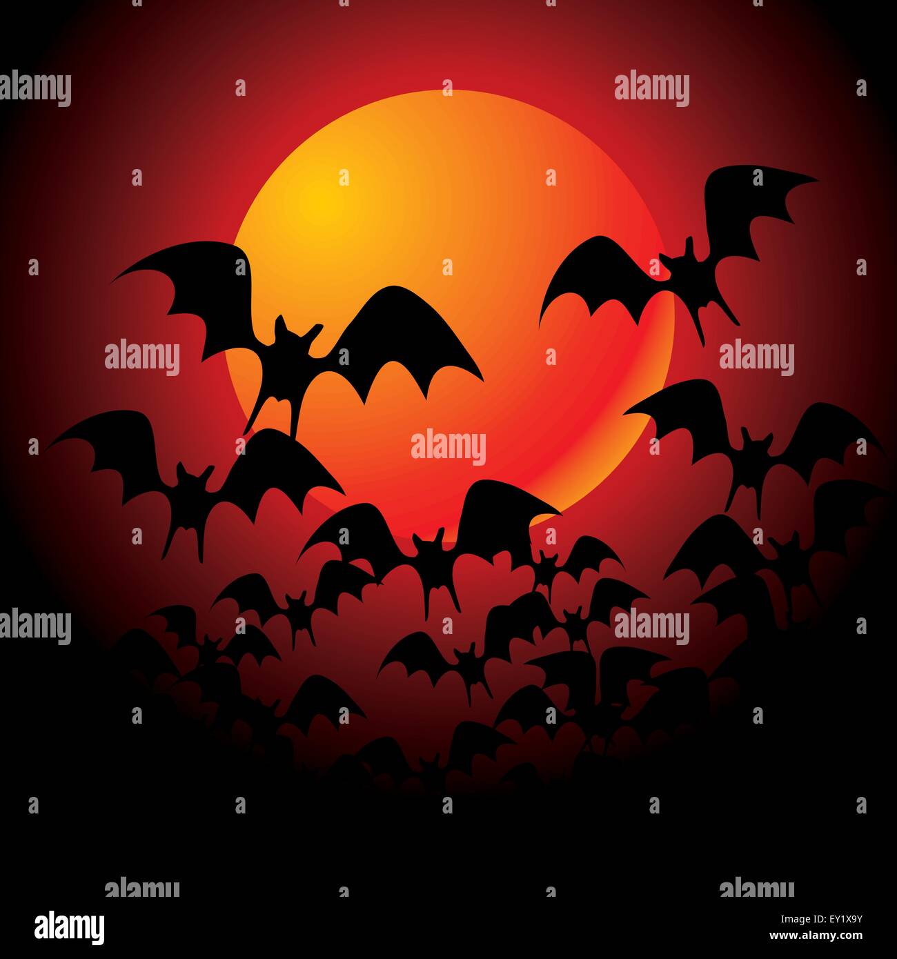 halloween background with full orange moon - vector illustration Stock ...