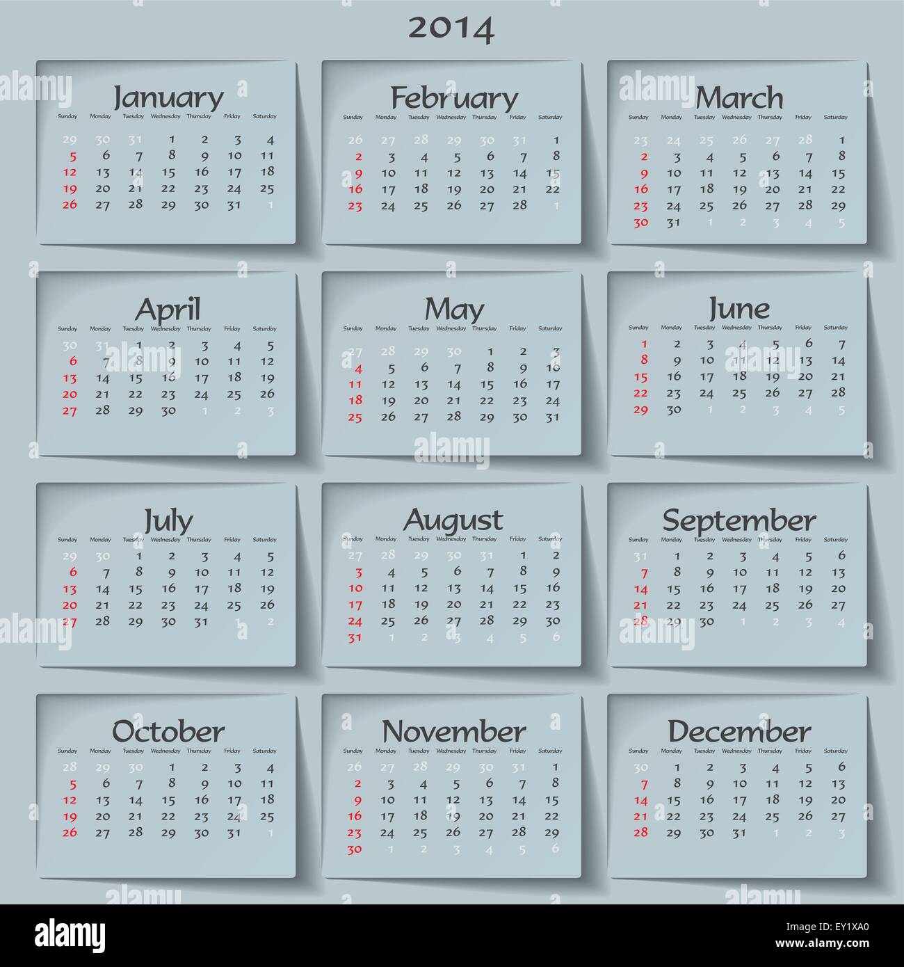 2014 calendar - vector illustration Stock Vector Image & Art - Alamy
