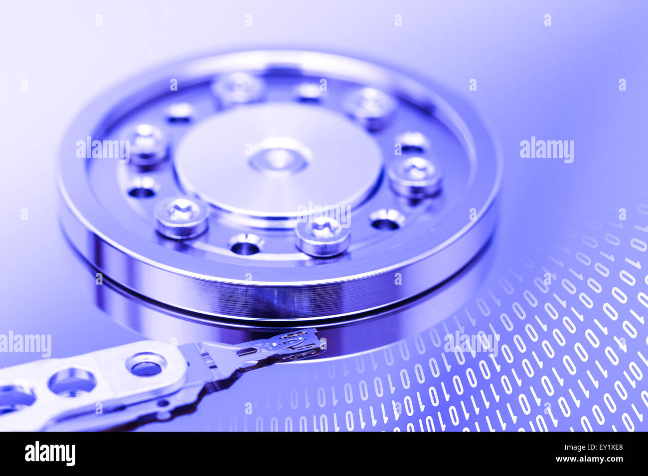 Computer Hard Disk Drive Internals And Binary Number Code Stock Photo ...