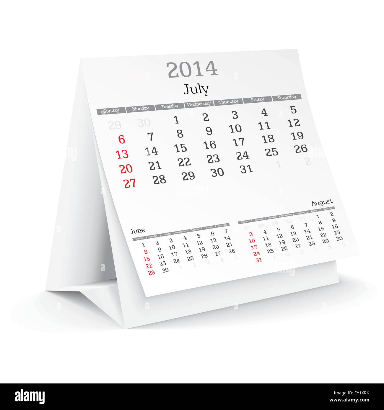 july 2014 - calendar - vector illustration Stock Vector Image & Art - Alamy