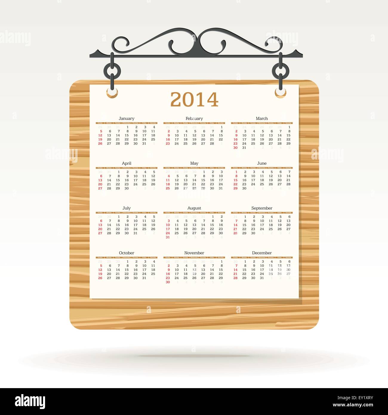 2014 calendar - vector illustration Stock Vector Image & Art - Alamy