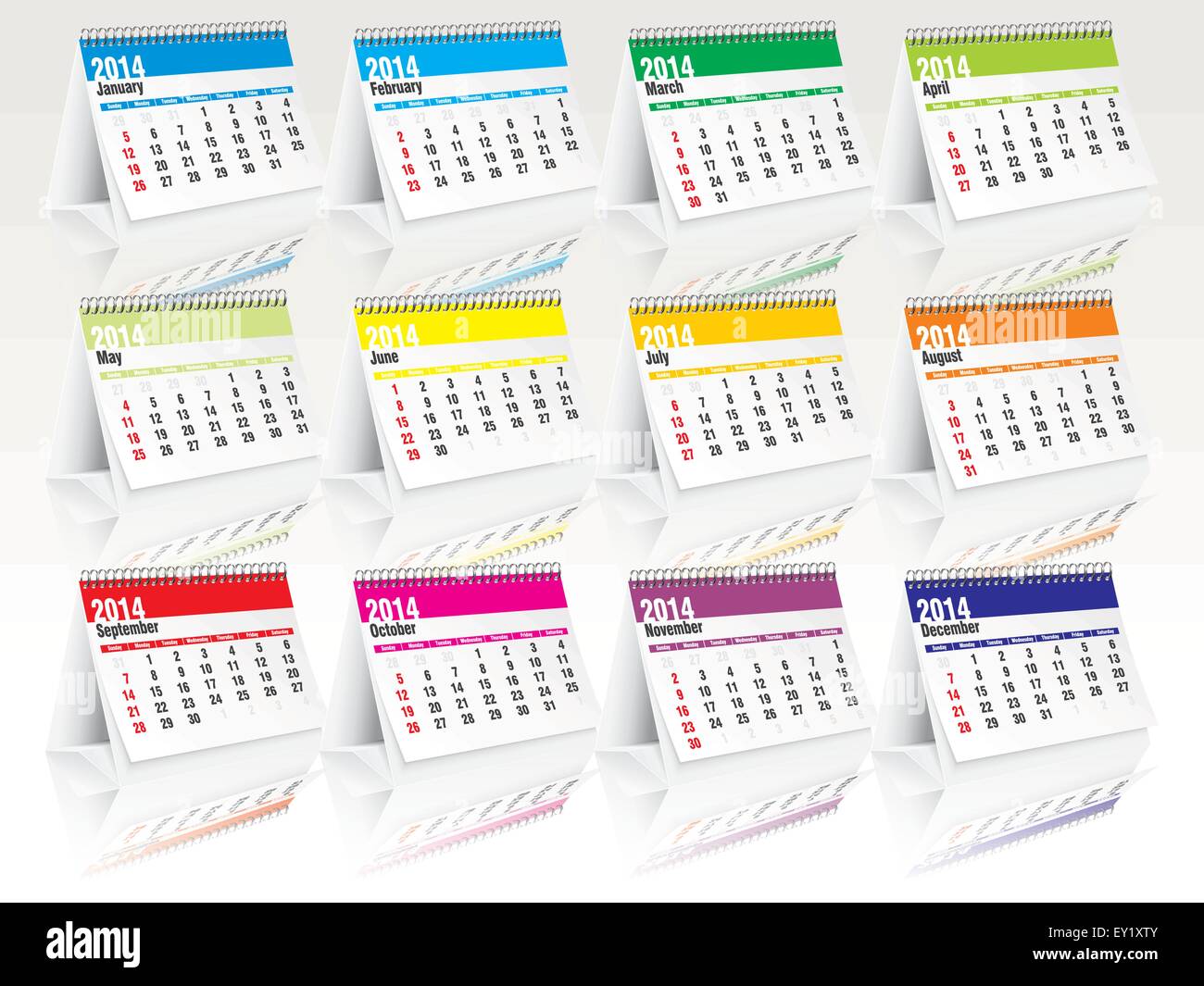 2014 desk calendar set - vector illustration Stock Vector Image & Art ...