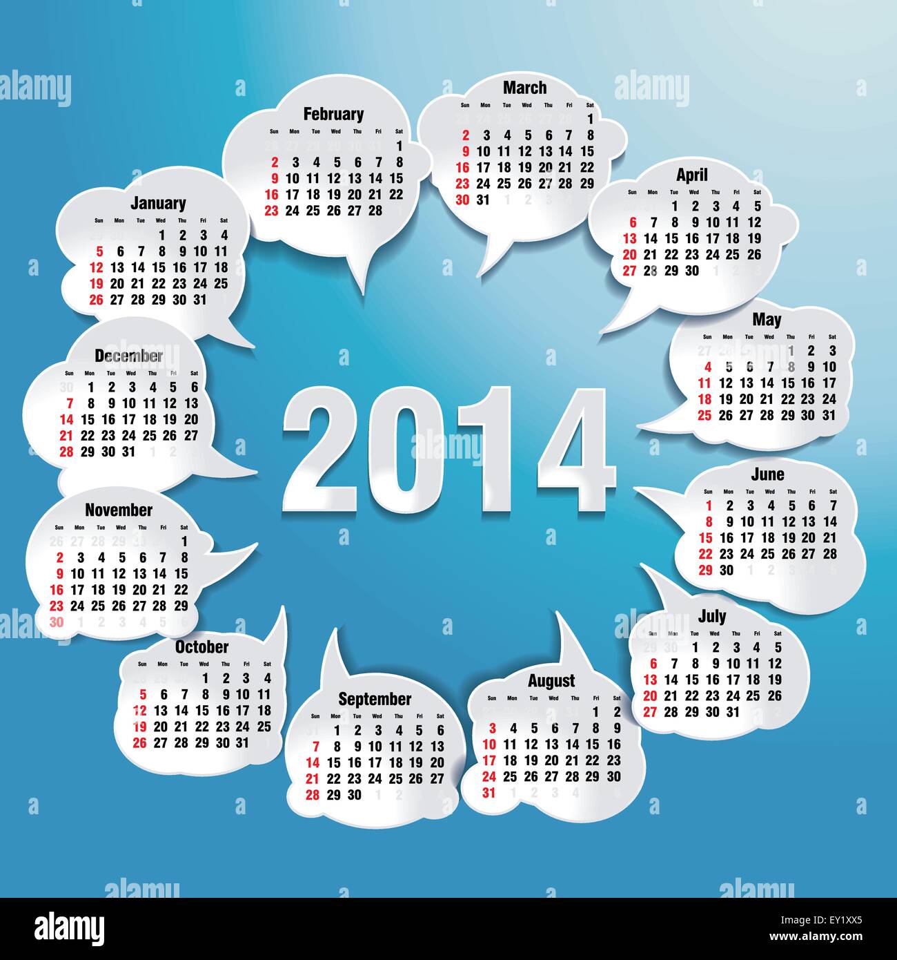 2014 bubble speech calendar - vector illustration Stock Vector Image ...