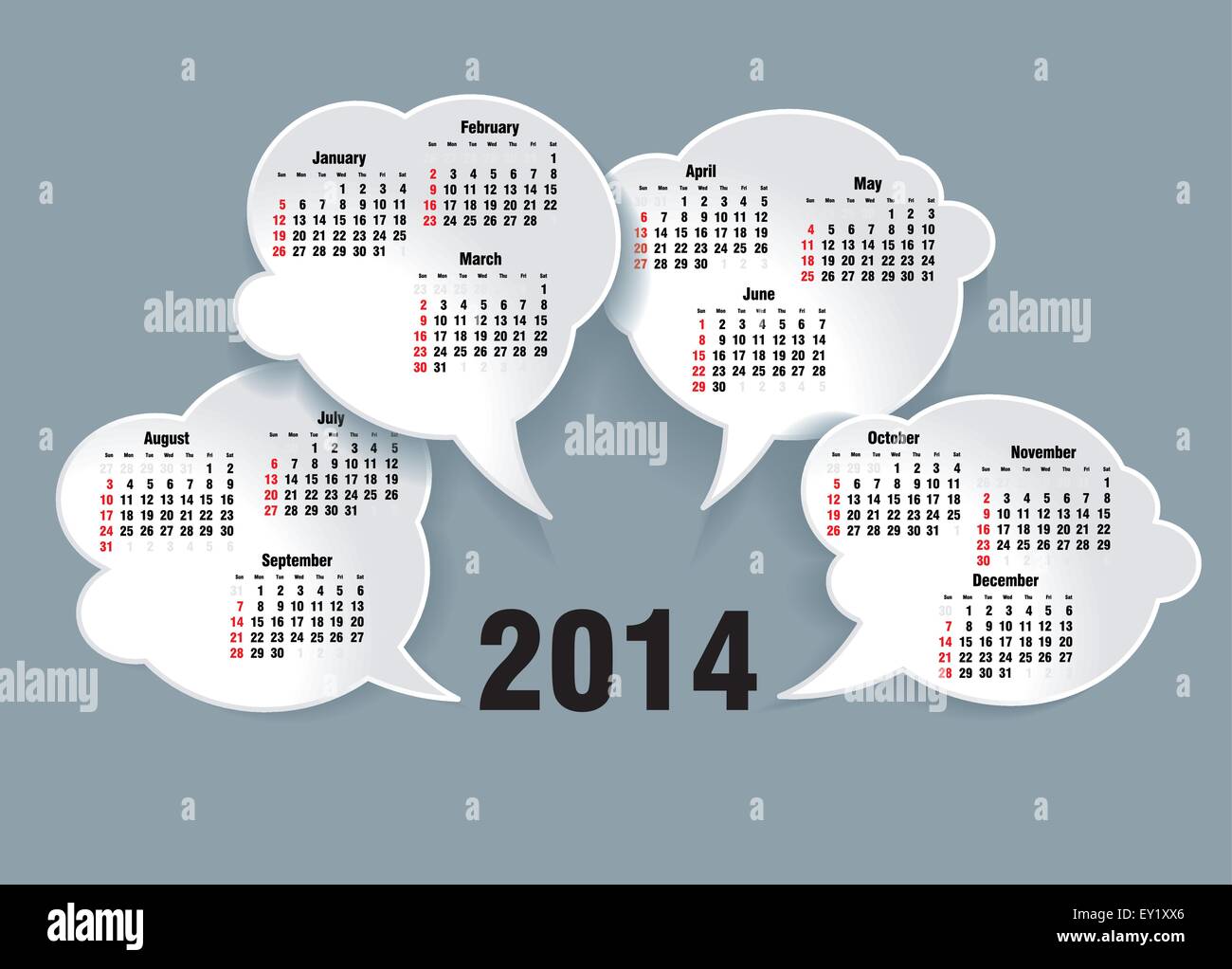 2014 bubble speech calendar - vector illustration Stock Vector Image ...